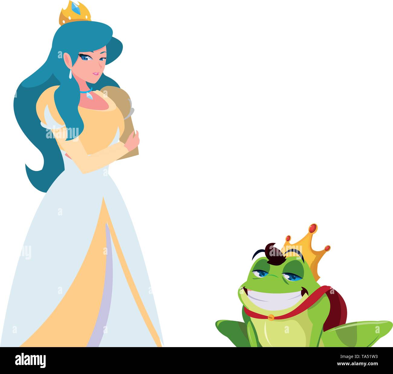beautiful princess and toad prince of tales character vector ...
