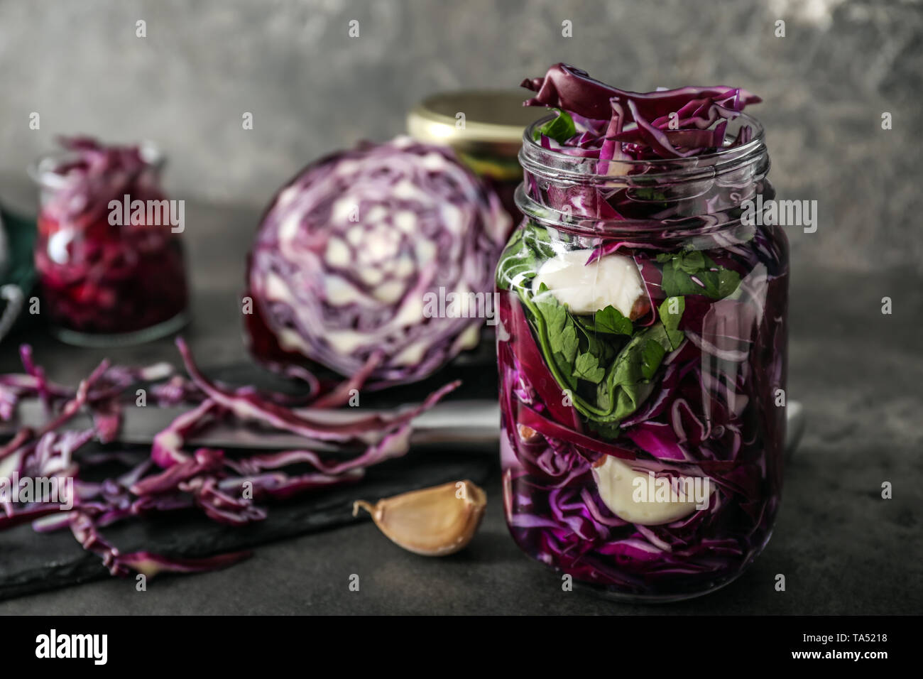 Preparing of fresh cabbage for fermentation Stock Photo - Alamy