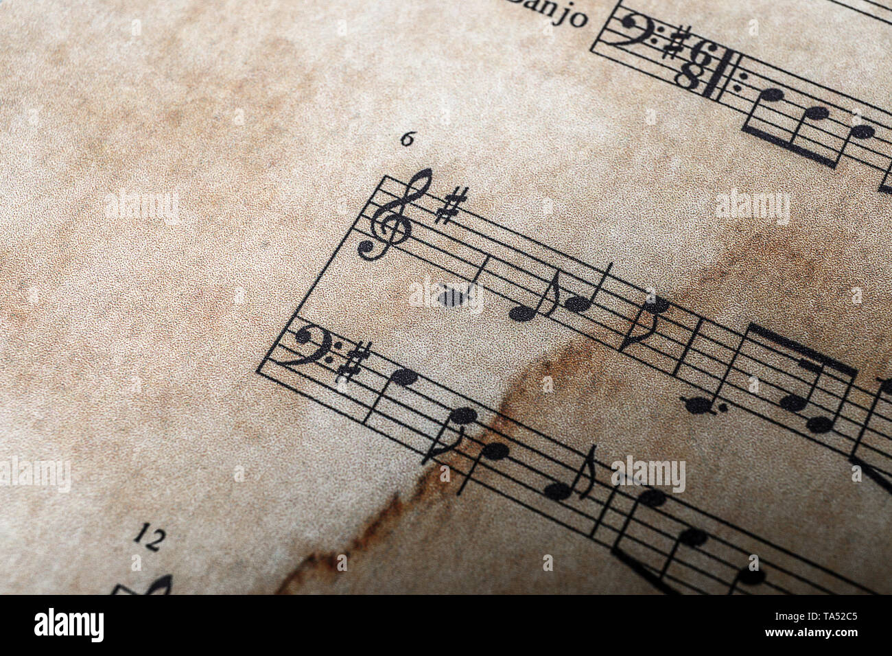 Old music sheet, closeup Stock Photo - Alamy