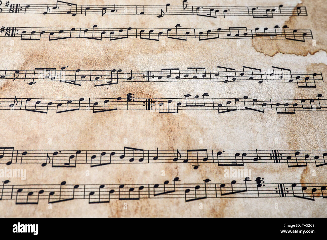 Old music sheet Stock Photo - Alamy
