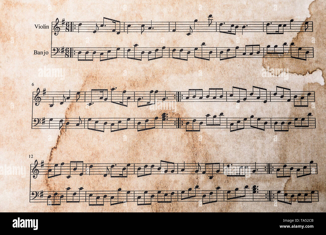 Old music sheet Stock Photo - Alamy