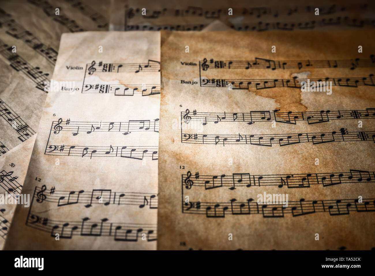 Old music sheets, closeup Stock Photo - Alamy