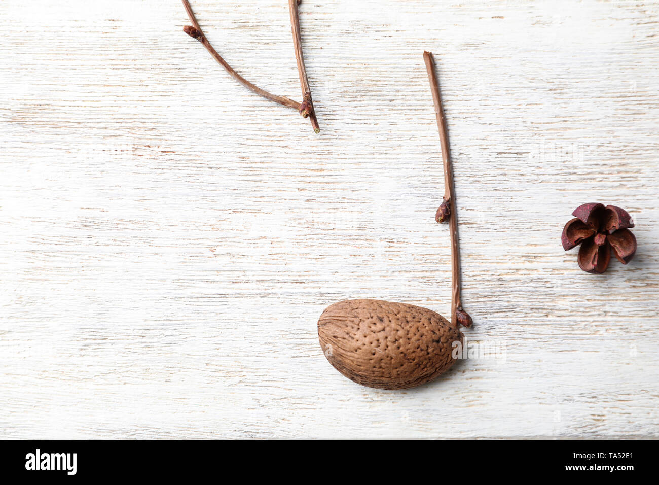 Music note made of natural materials on wooden background Stock Photo ...