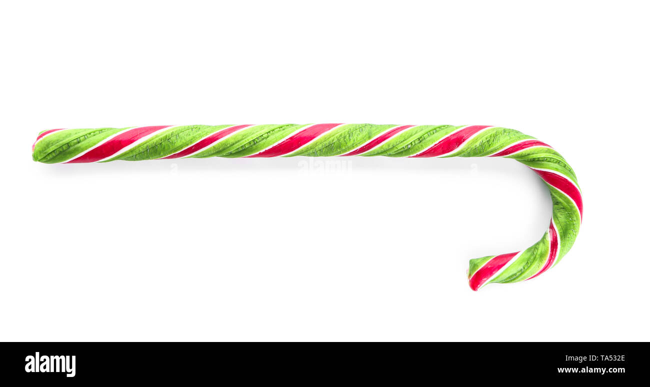Sweet candy cane on white background Stock Photo - Alamy