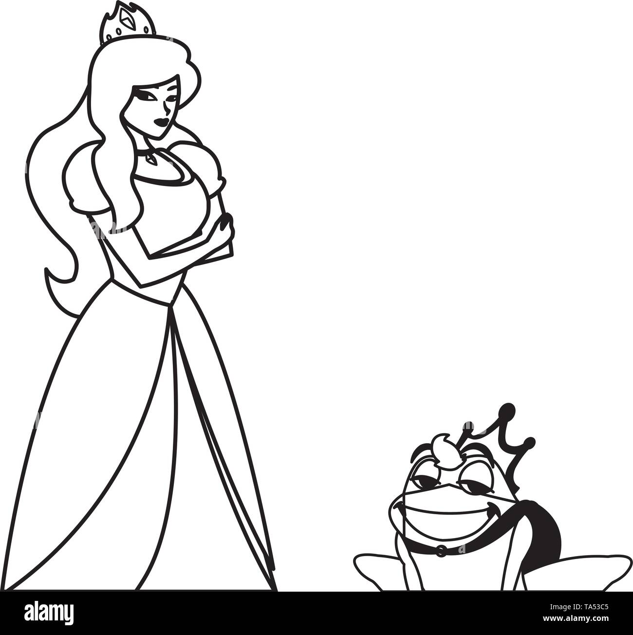 beautiful princess and toad prince of tales character vector ...
