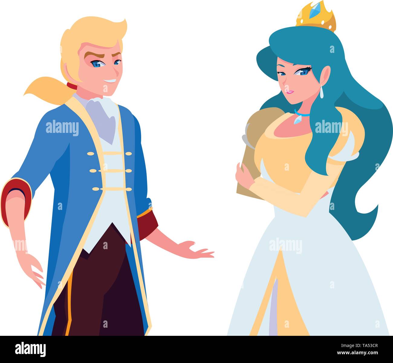 prince charming and princess of tales characters vector illustration ...