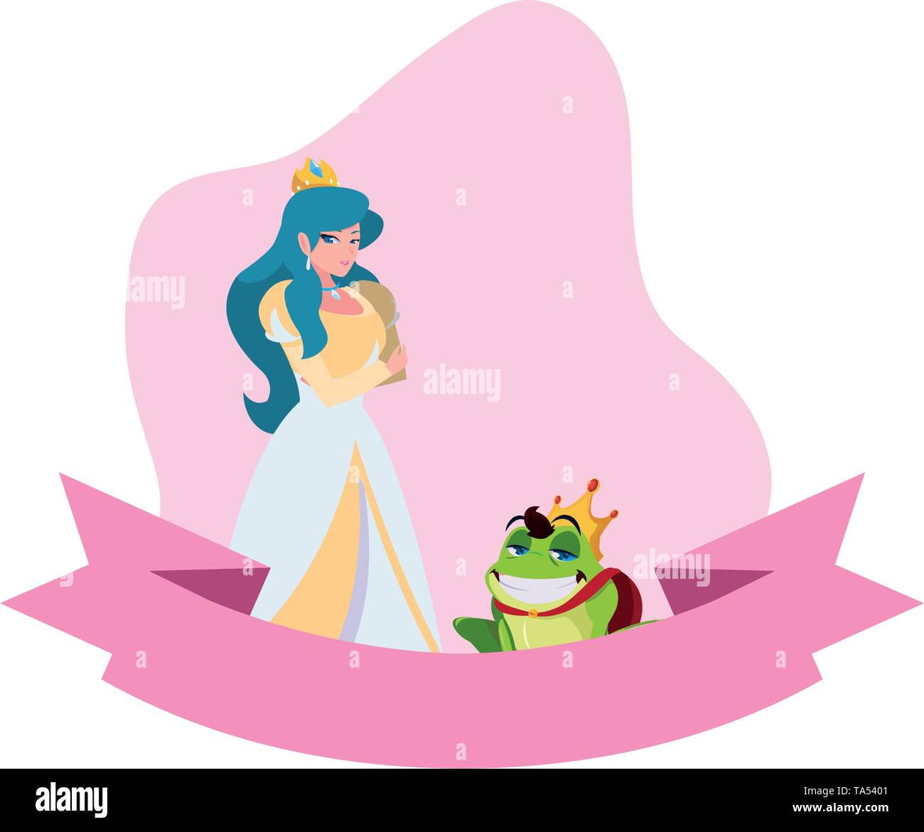 beautiful princess and toad prince of tales character vector ...