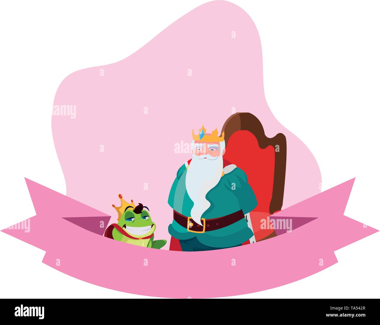 king on throne with toad prince characters vector illustration design ...