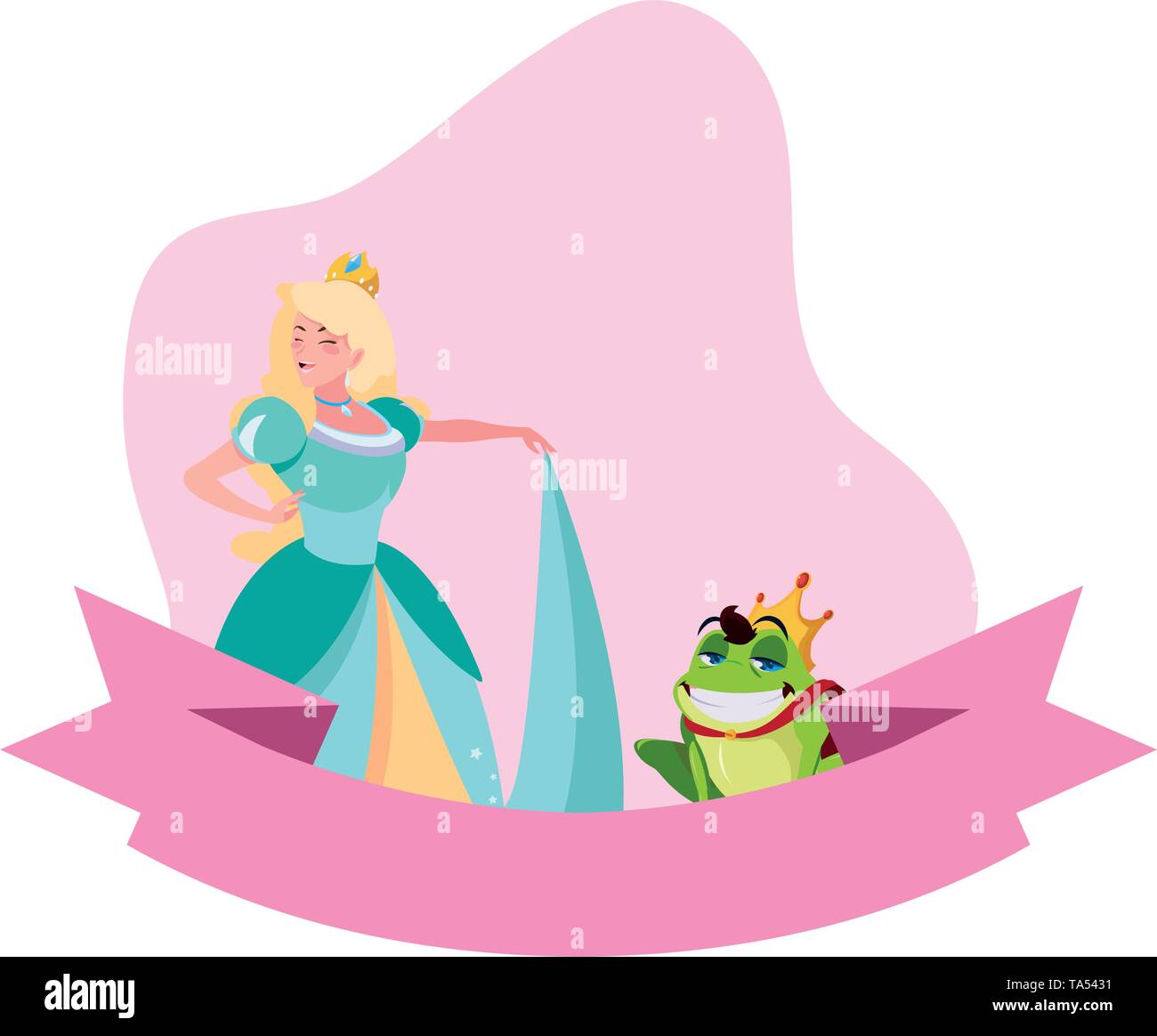 beautiful princess and toad prince of tales character vector ...