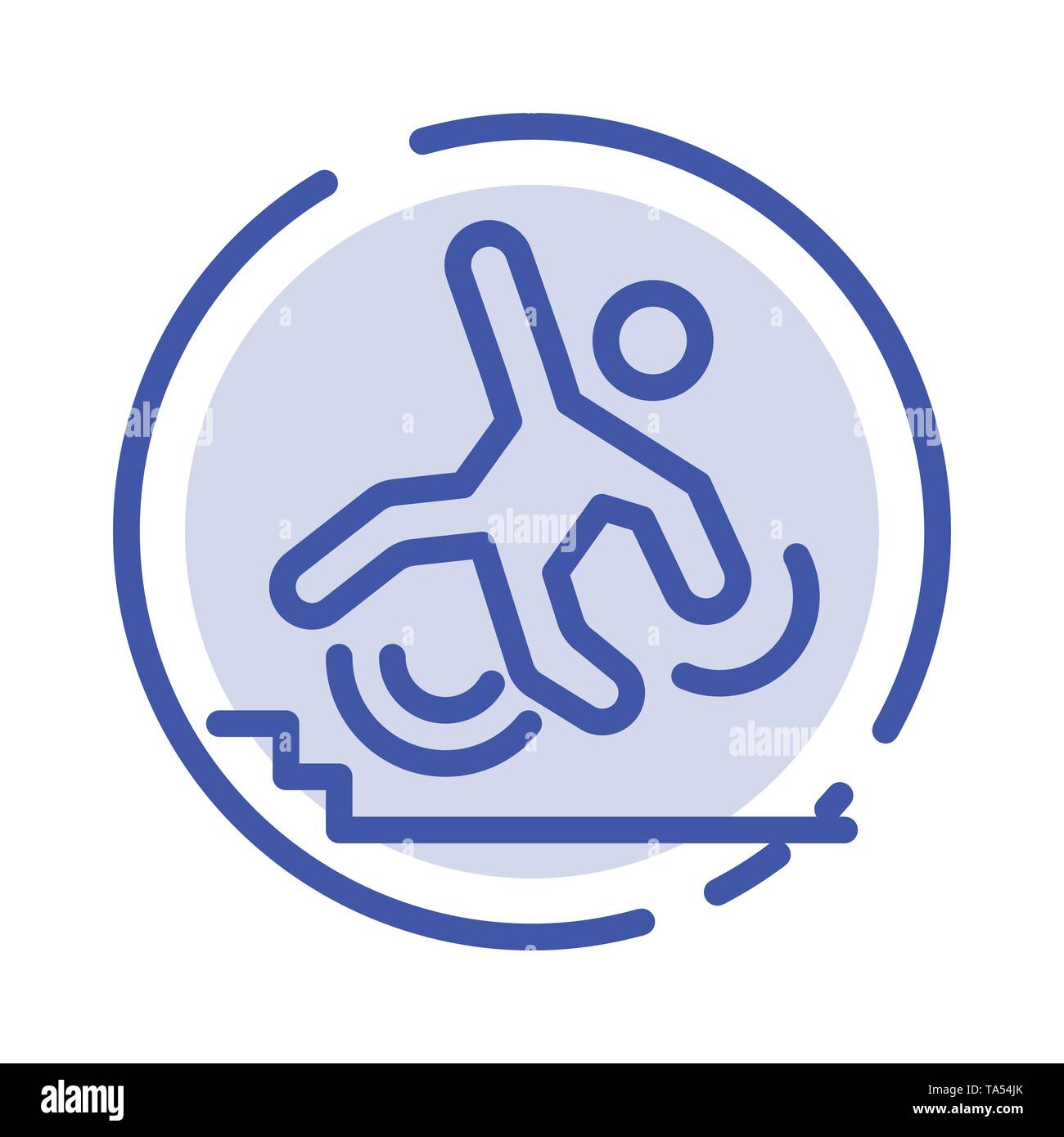 Business, Crash, Failed, Failure, Fall Blue Dotted Line Line Icon Stock ...
