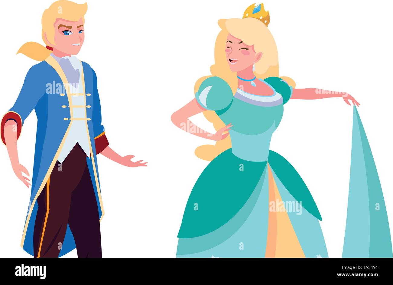 prince charming and princess of tales characters vector illustration ...