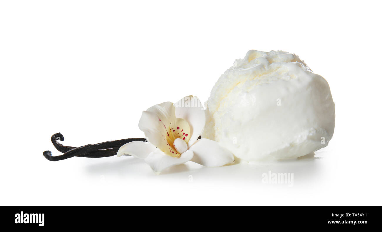 Tasty vanilla ice-cream on white background Stock Photo - Alamy