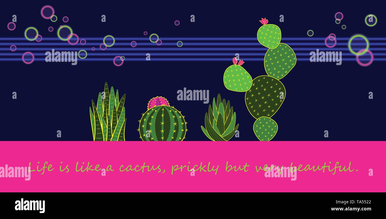 Set of Green Neon Cactus and Succulent Stock Vector Image & Art - Alamy