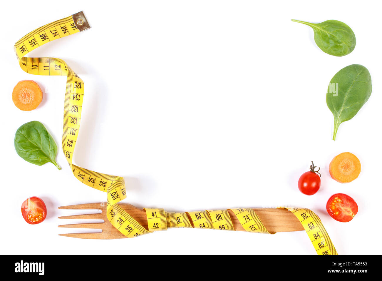 Nutrition Borders Forks Empty Wooden Cutting Board Surrounded Seasonal