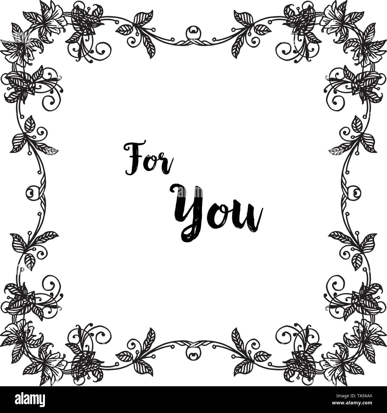 Vector illustration various flower frame with text for you hand drawn ...