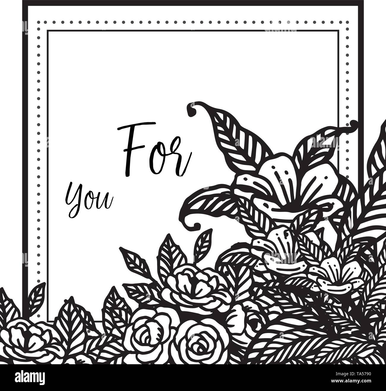 Vector illustration writing text for you with design drawing flower ...