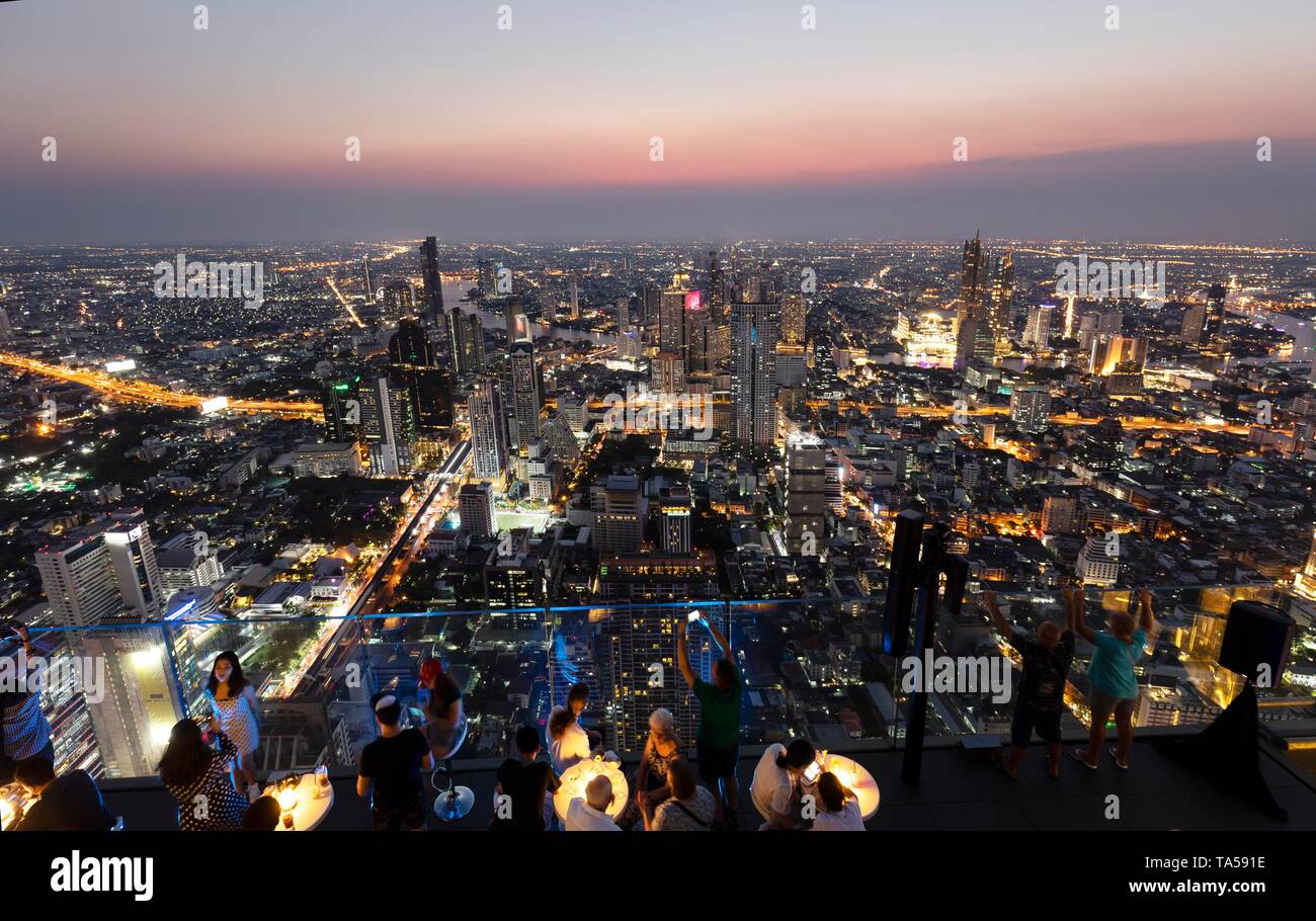 City panorama from the skybar, rooftop bar of the Maha Nakhon Tower ...