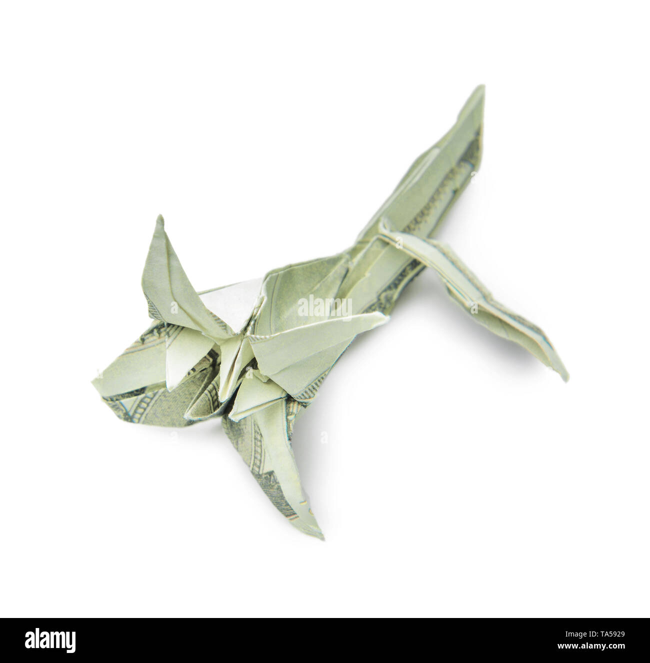 Origami flower made of dollar banknote on white background Stock Photo ...
