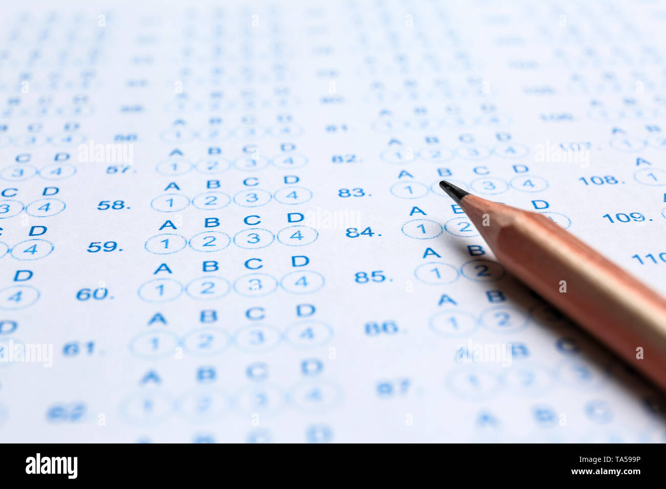 Pencil on blank answer sheet, closeup. Concept of passing exam Stock ...