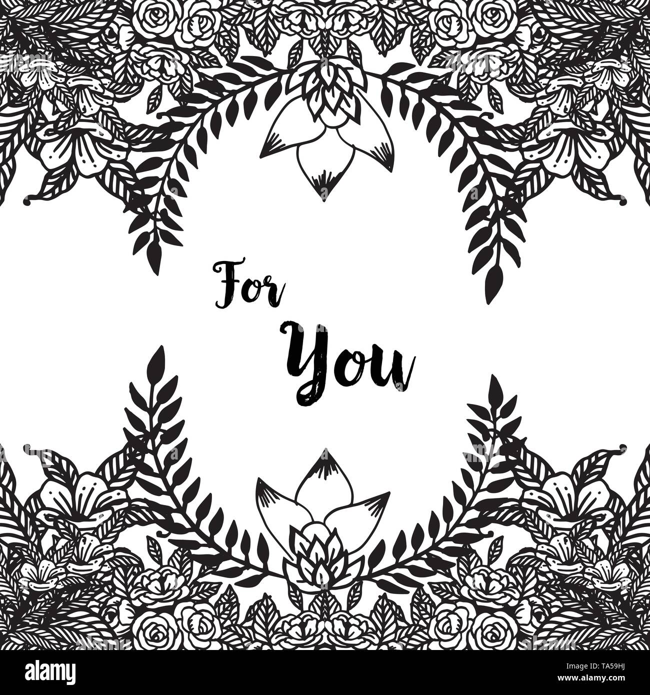 Vector illustration beautiful wreath frame with writing text for you ...