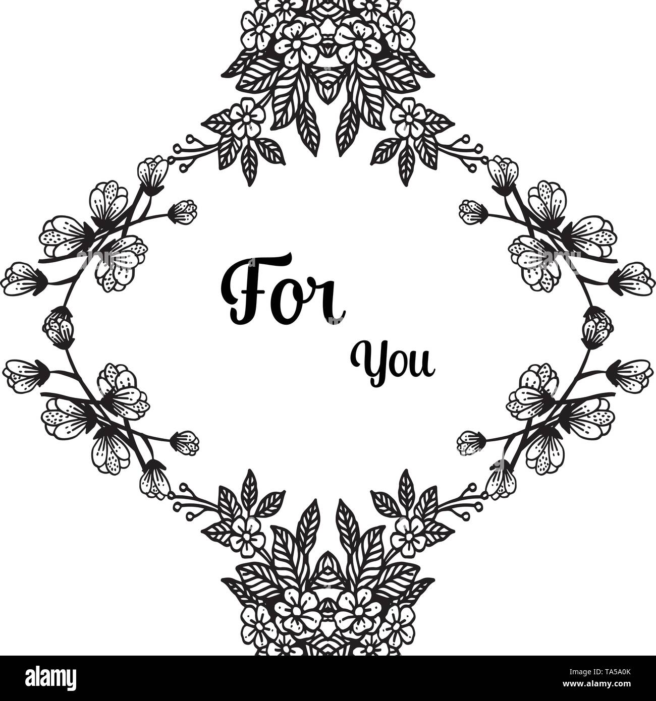 Vector illustration decoration for you with drawing flower frame hand ...