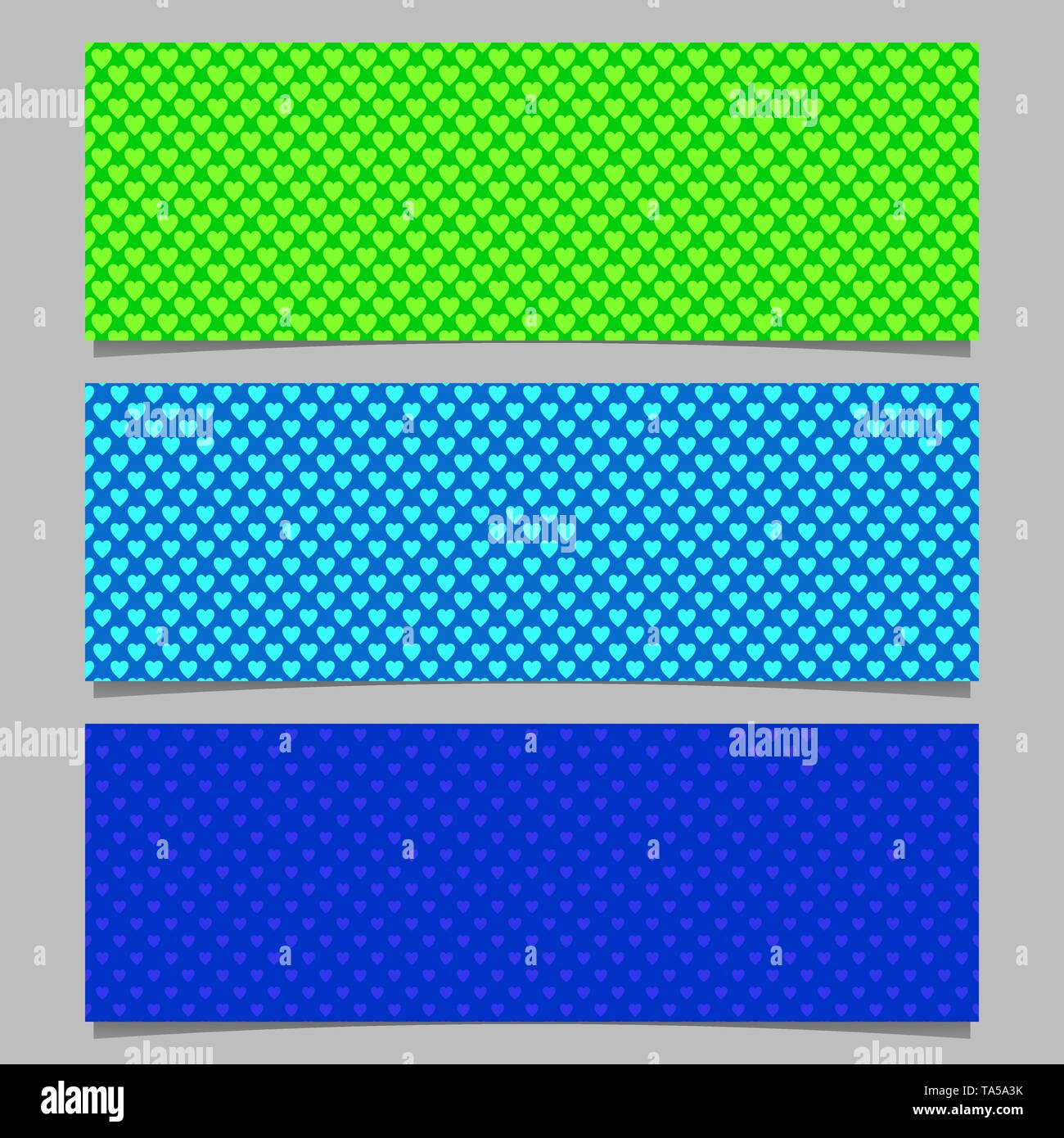 Seamless heart pattern banner background set - rectangle vector ...
