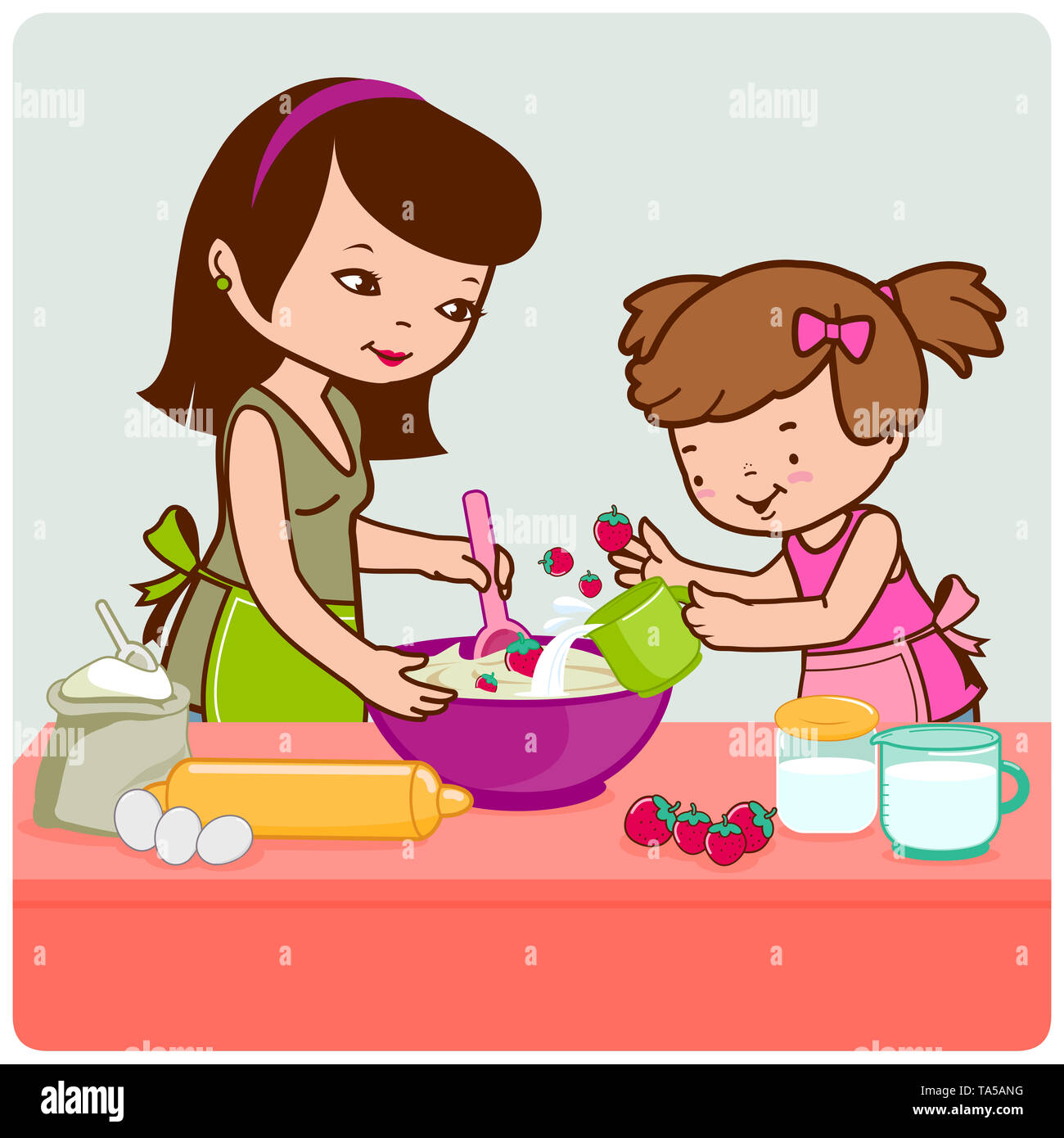 Illustration flour sugar eggs hi-res stock photography and images - Alamy