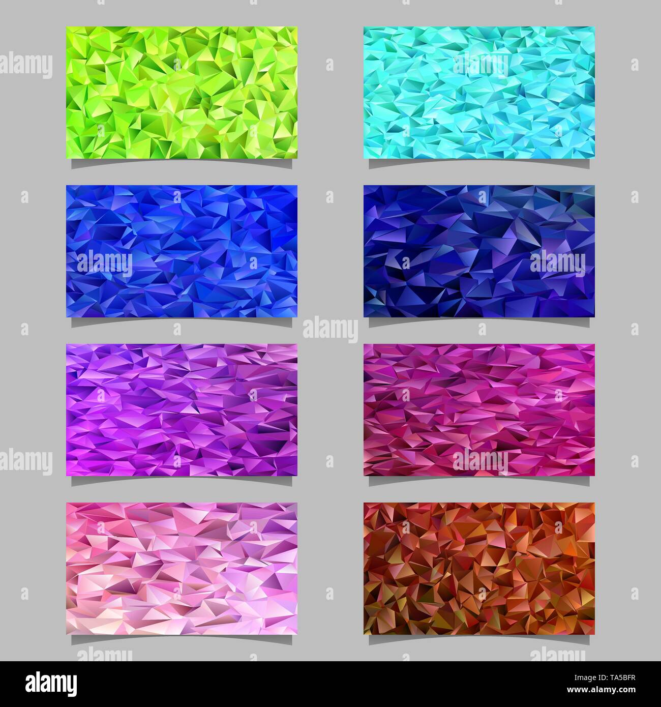 Low poly gradient tiled triangle mosaic card template set - trendy ...