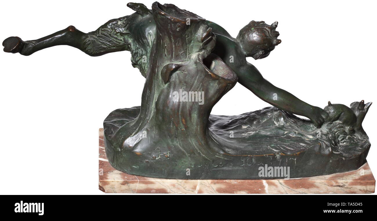 A bronze sculpture "Faun with rabbit", Munich, circa 1917 Hollow-cast ...