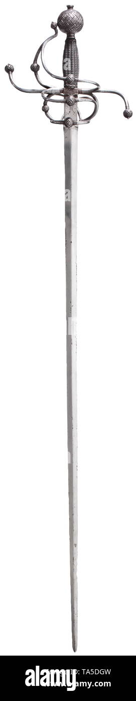 A German long rapier, circa 1600 Narrow thrusting blade of flattened ...