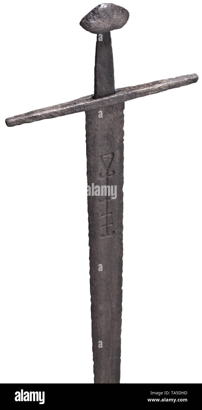 A German knightly sword, circa 1100 Double-edged blade with shallow ...