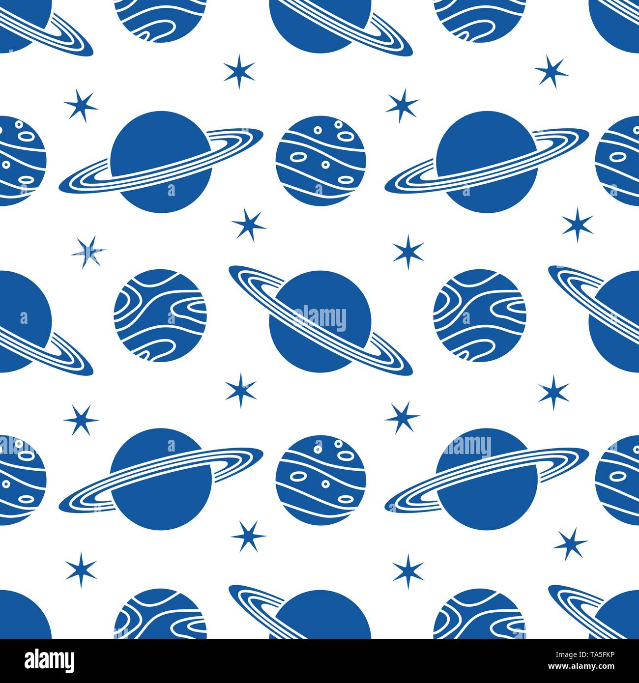 Seamless vector pattern with planets, Saturn, stars. Space exploration ...