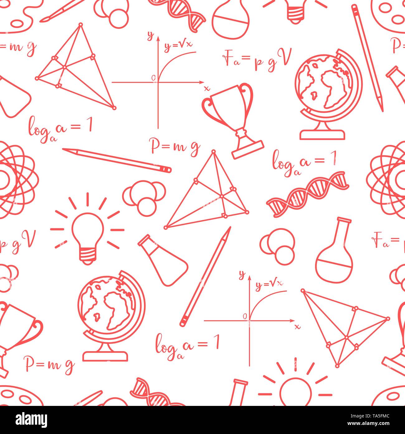 Vector seamless pattern with scientific, education elements: globe ...