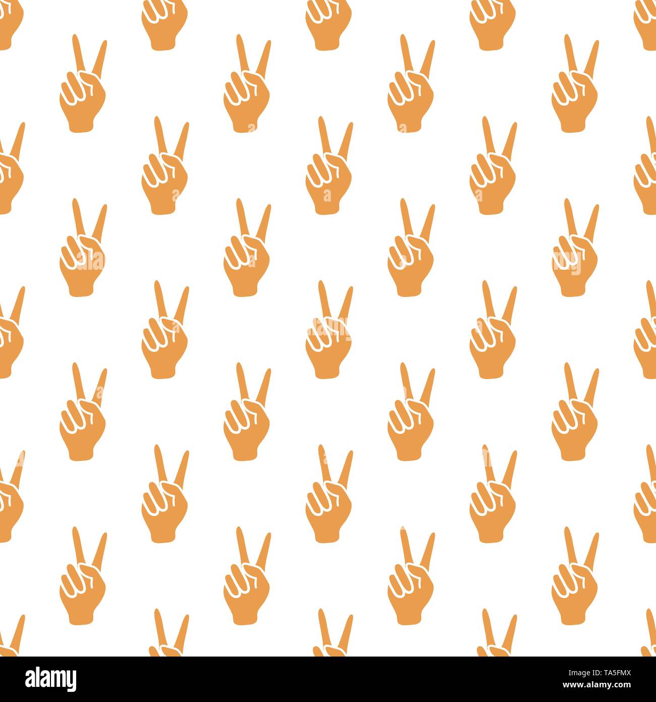 Seamless vector pattern with victory gesture. Two fingers raised up ...