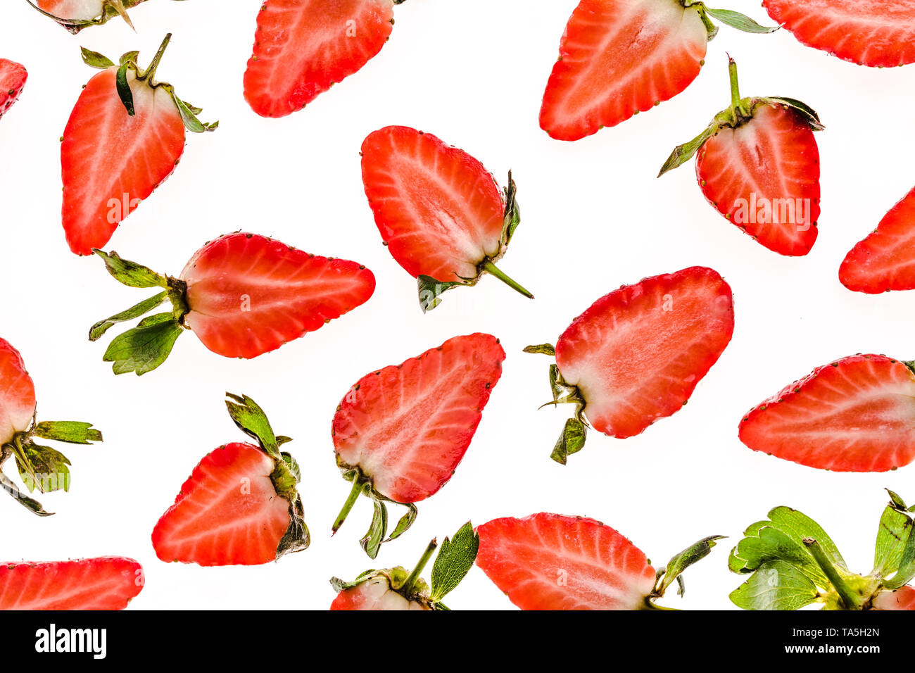 Fresh fruit pattern with strawberries isolated on white background ...