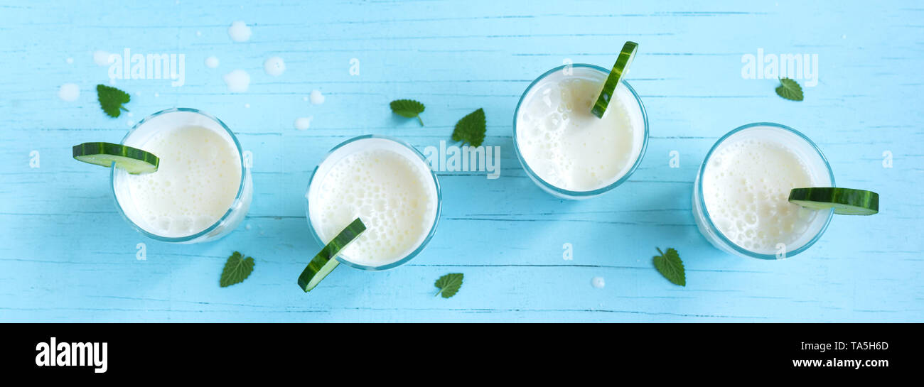 Ayran, homemade yogurt drink (kefir, lassi) with cucumbers - healthy ...