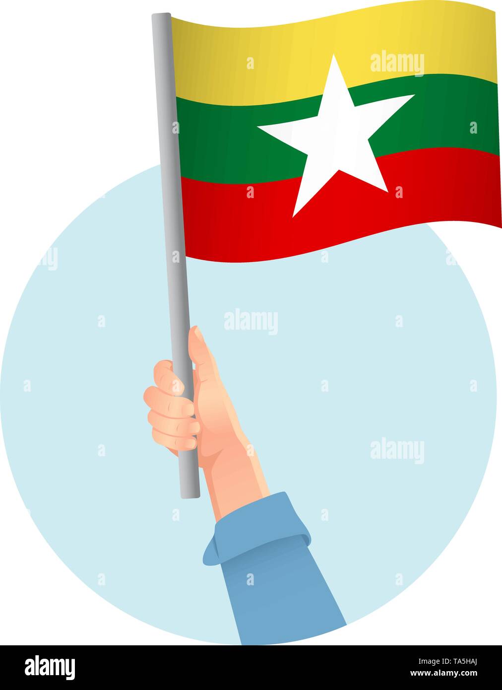 Burma flag in hand. Patriotic background. National flag of Burma vector ...