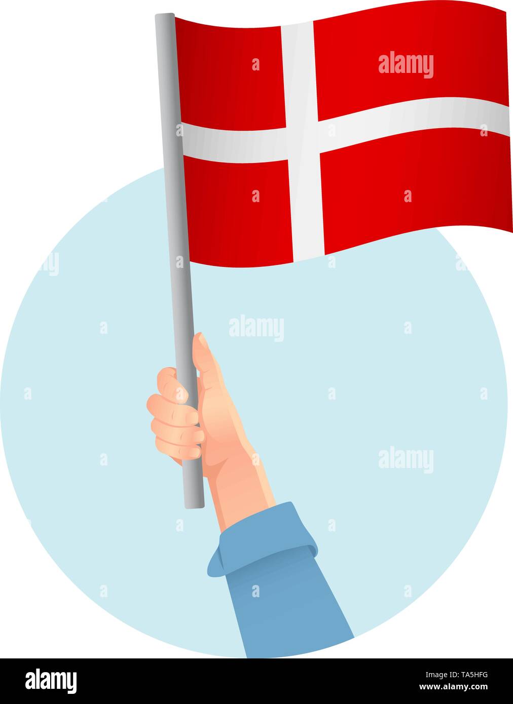 Denmark flag in hand. Patriotic background. National flag of Denmark ...