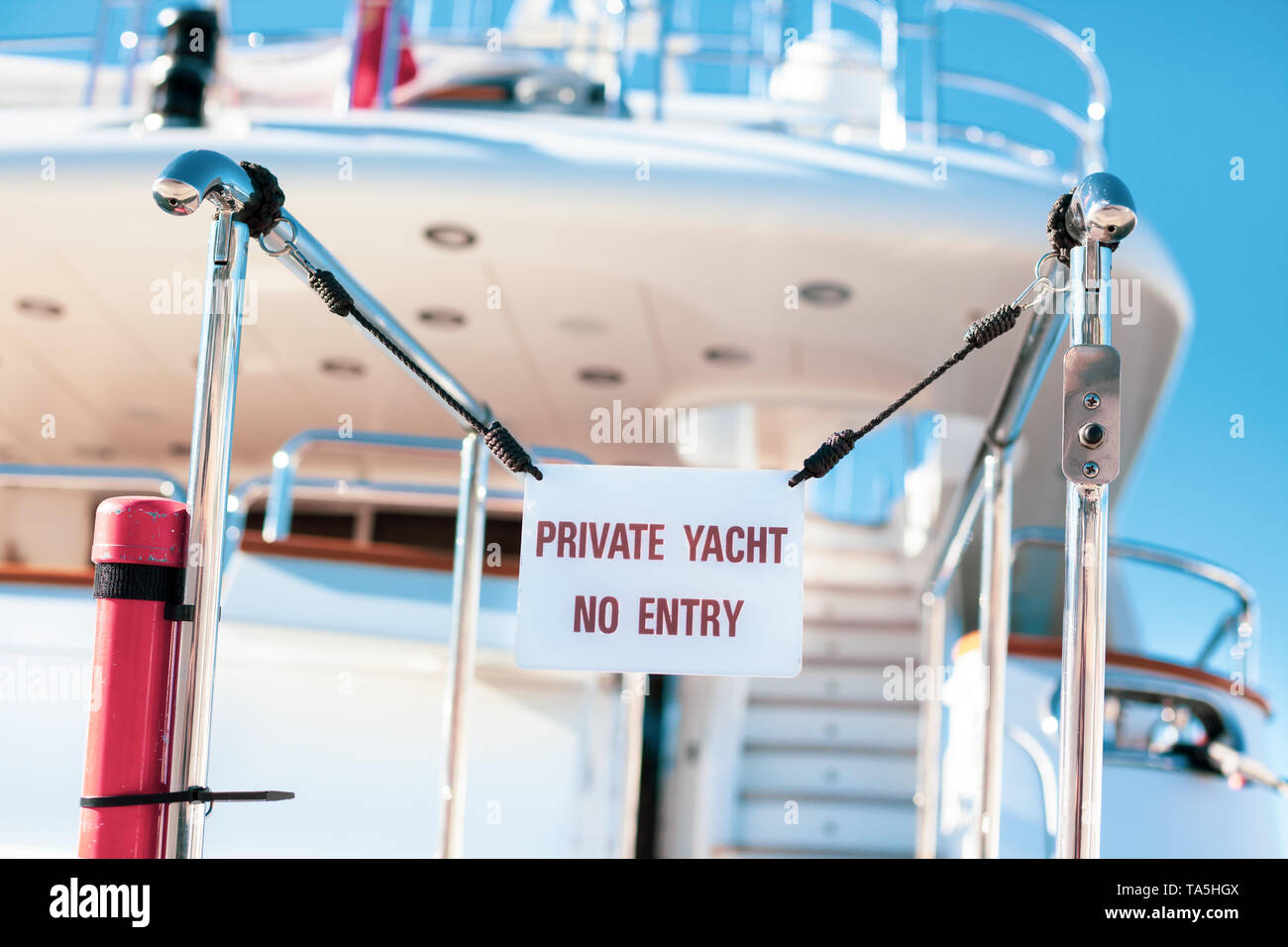 Bridge of private luxury ship with prohibited entry sign Private yacht ...