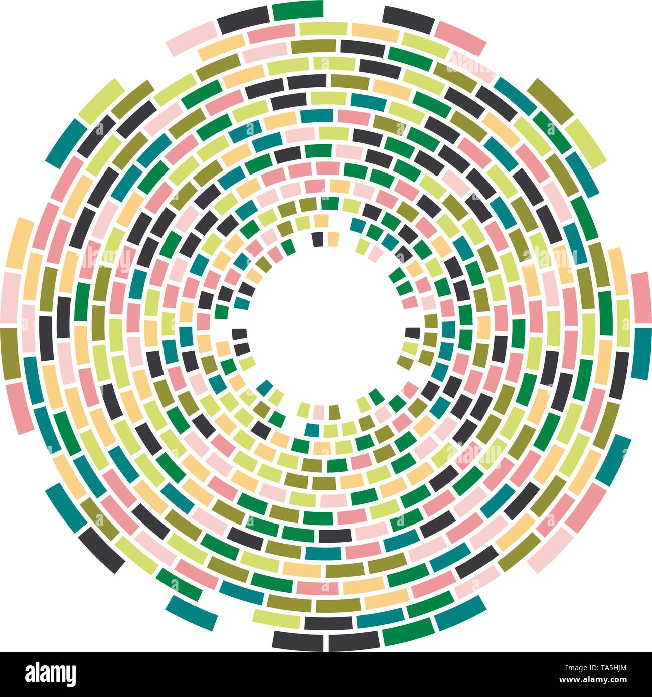 Vector Abstract Colorful Mosaic Round Pattern Pebble Stone Mosaic Circle Background With Copy