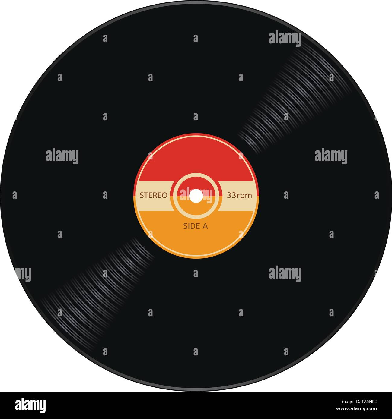 vector music retro vinyl record flat icon. retro symbol of plastic ...