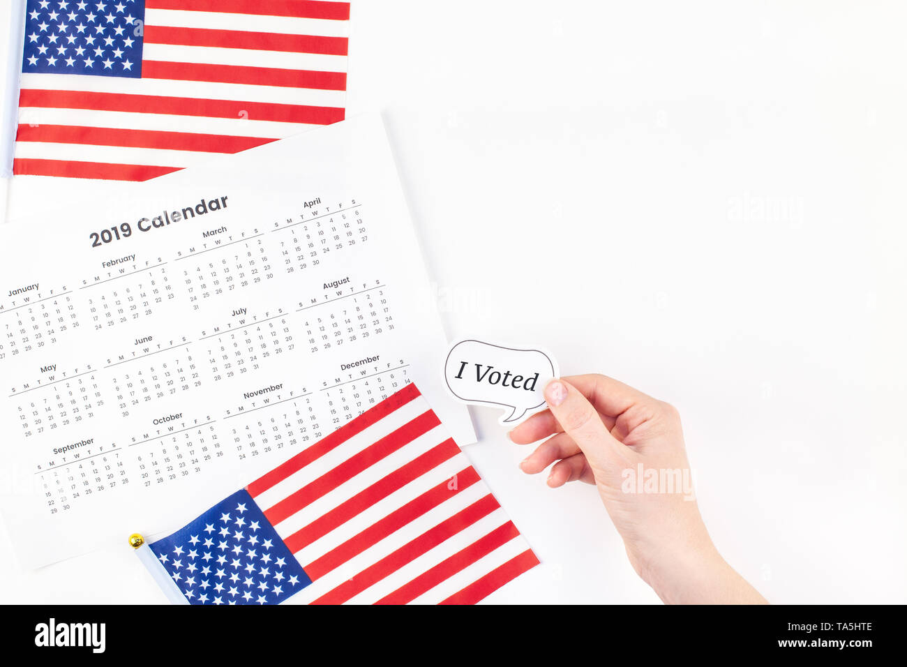Creative top view flat lay of American flags for Elections Day with ...