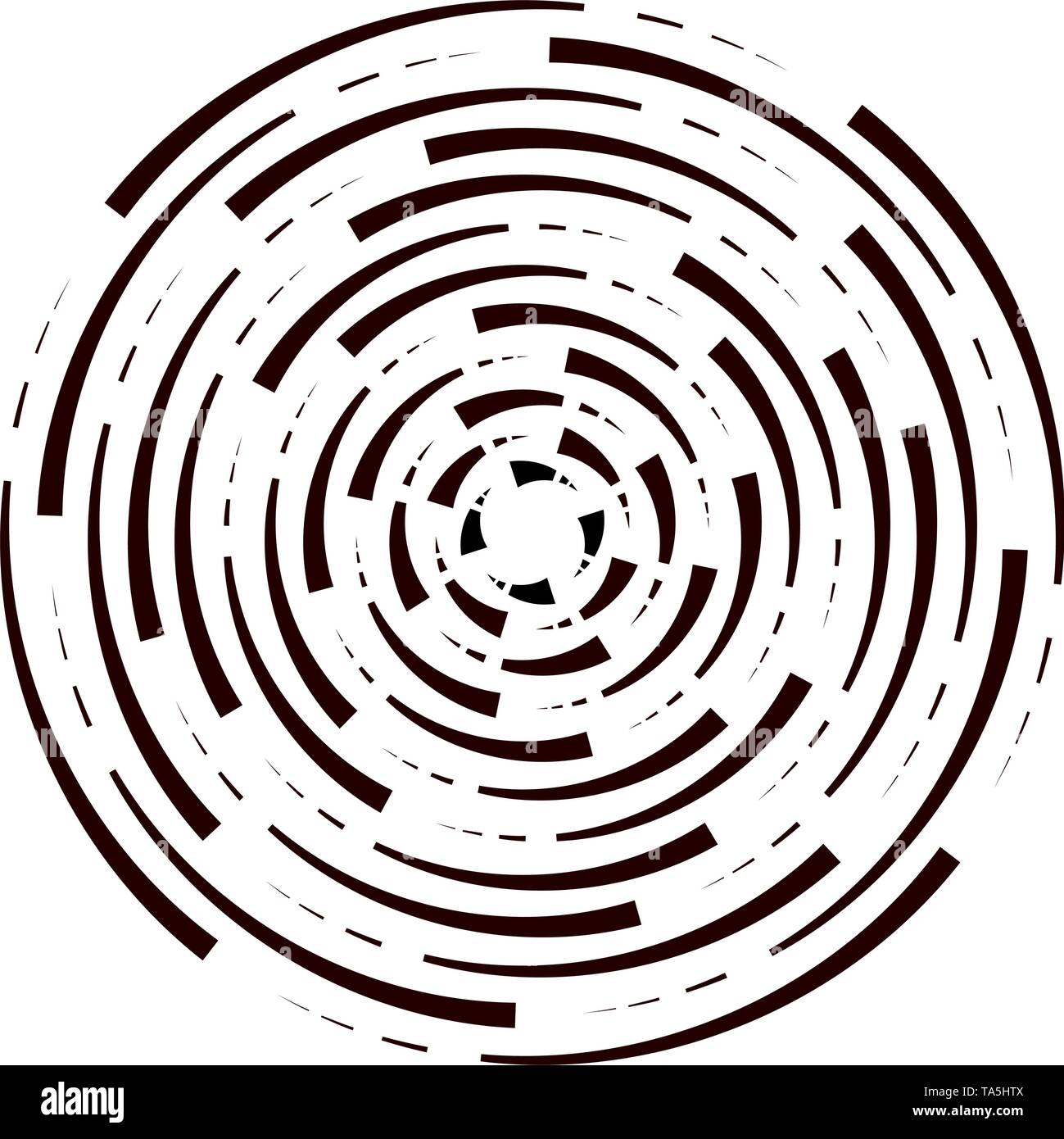 Vector Abstract Radial Background Of Concentric Ripple Circles Circular Lines Graphic Pattern