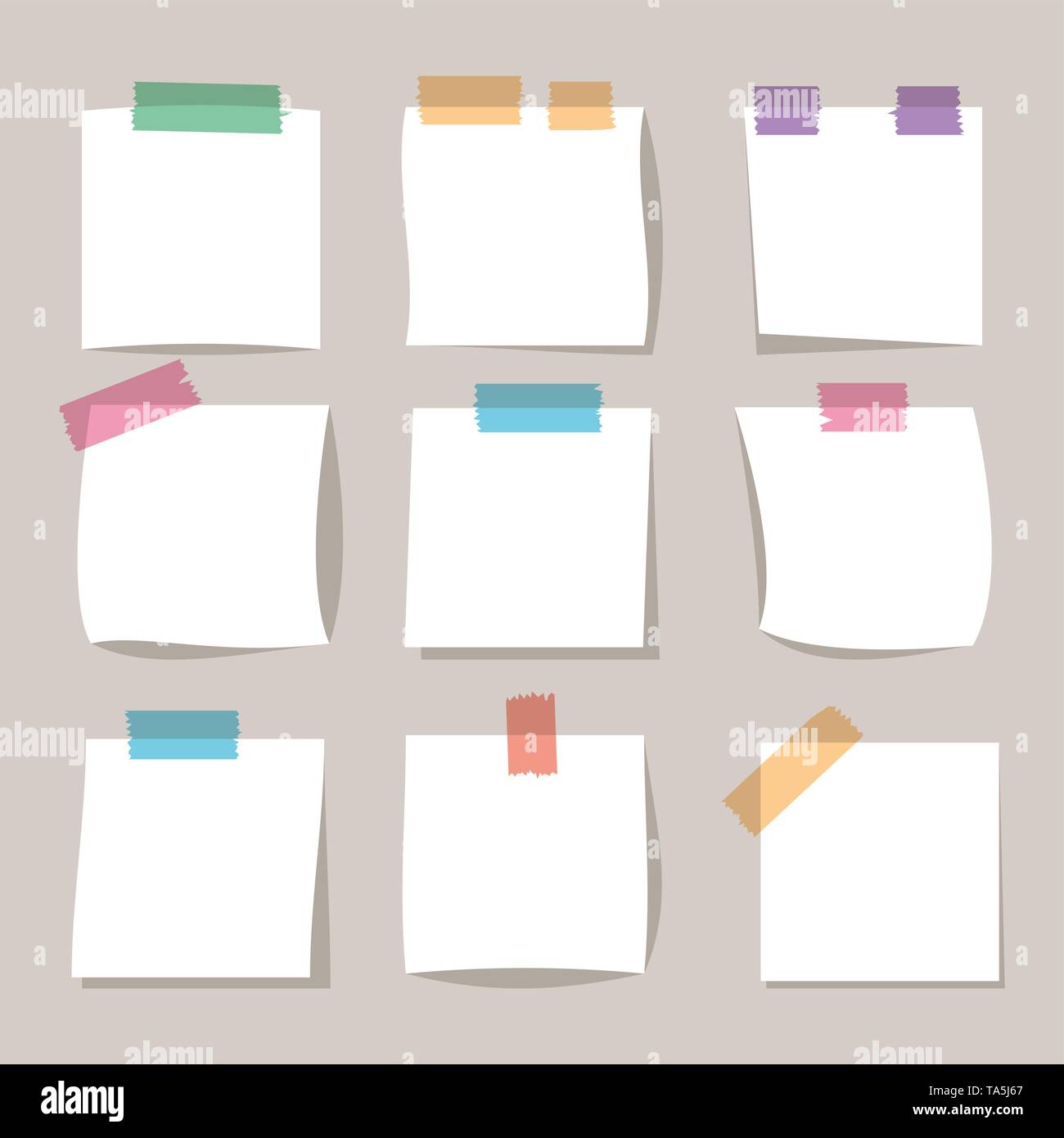 vector collection of square paper notes. white memo stickers isolated ...