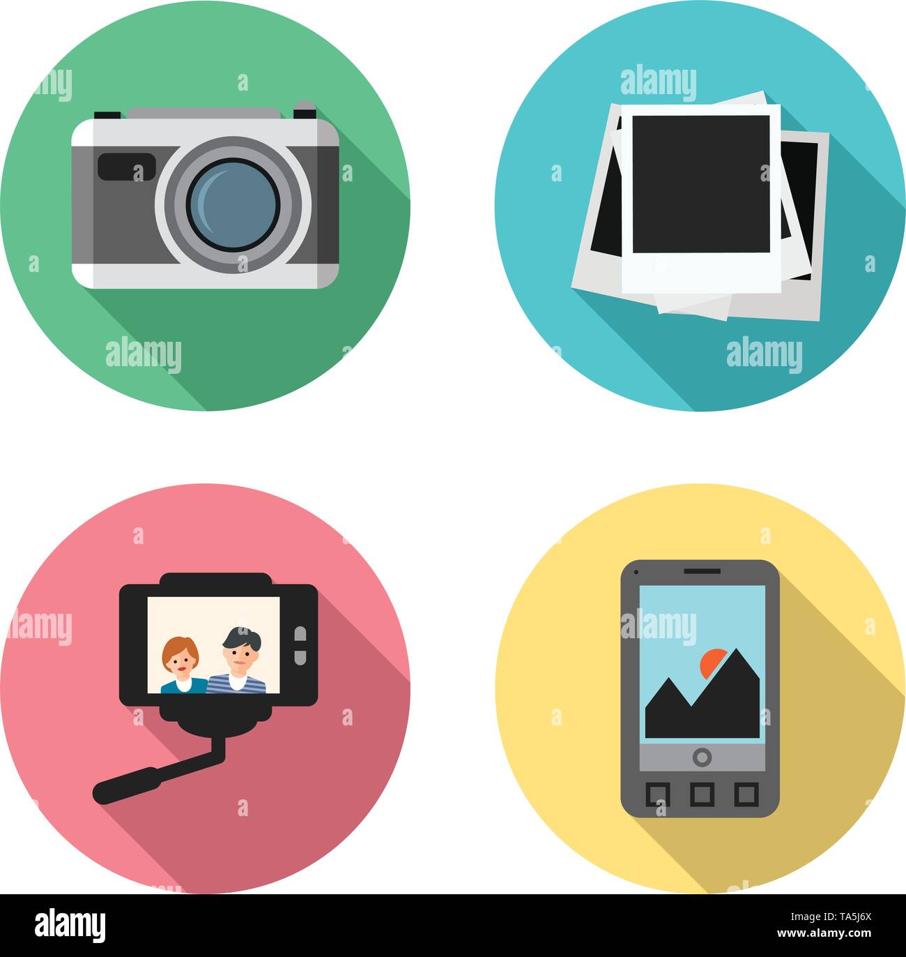 vector set of photo camera, instant photo frames, selfie capture with a ...