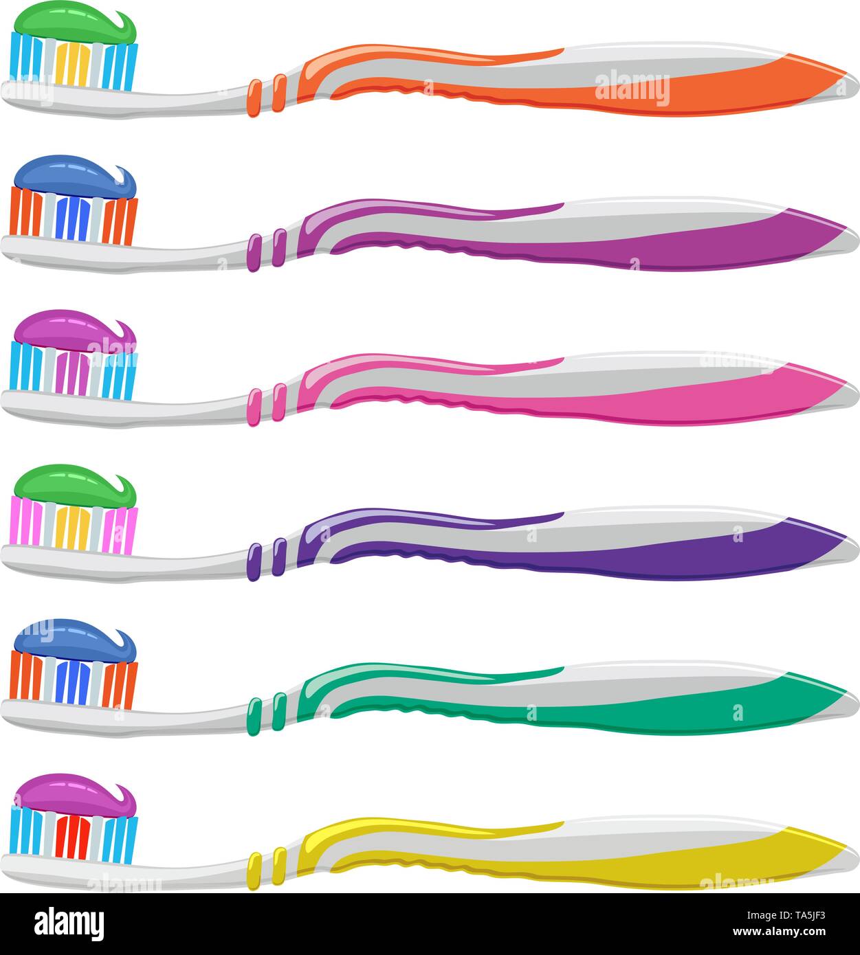 vector set of colorful toothbrushes isolated on white background. tooth ...