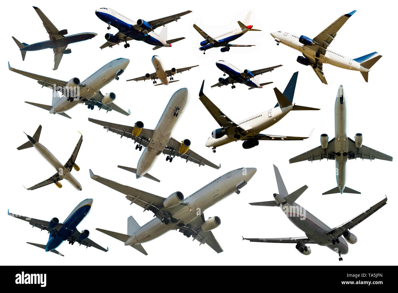 Image with many different planes on a clean white background Stock ...