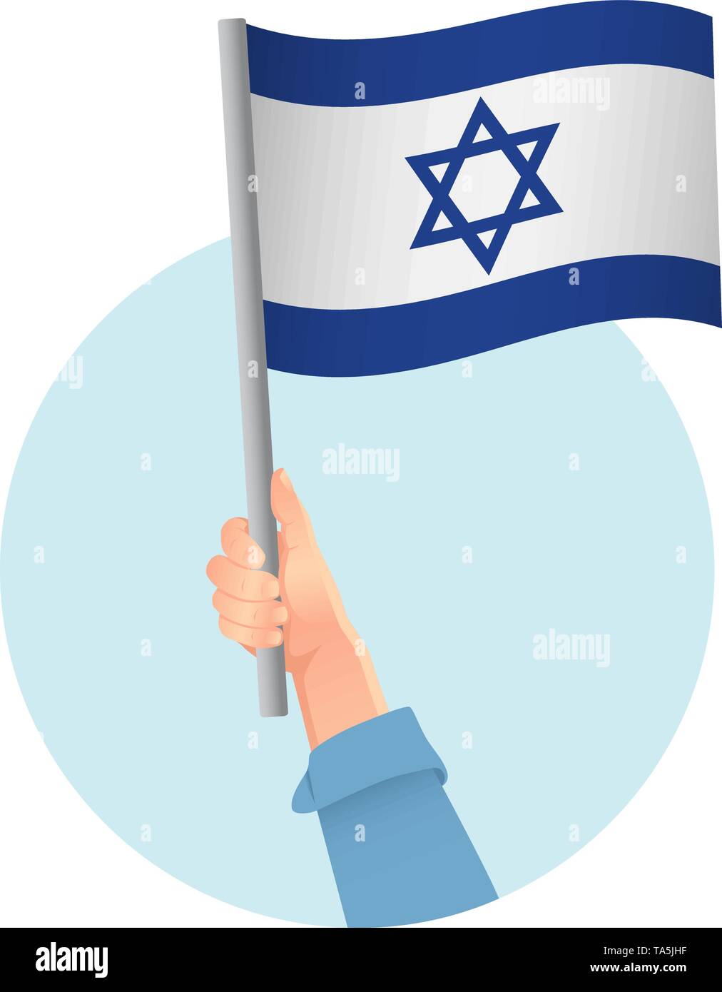 Israel flag in hand. Patriotic background. National flag of Israel ...