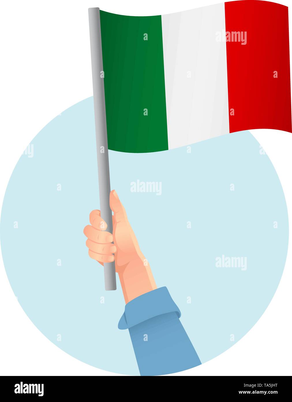 Italy flag in hand. Patriotic background. National flag of Italy vector ...