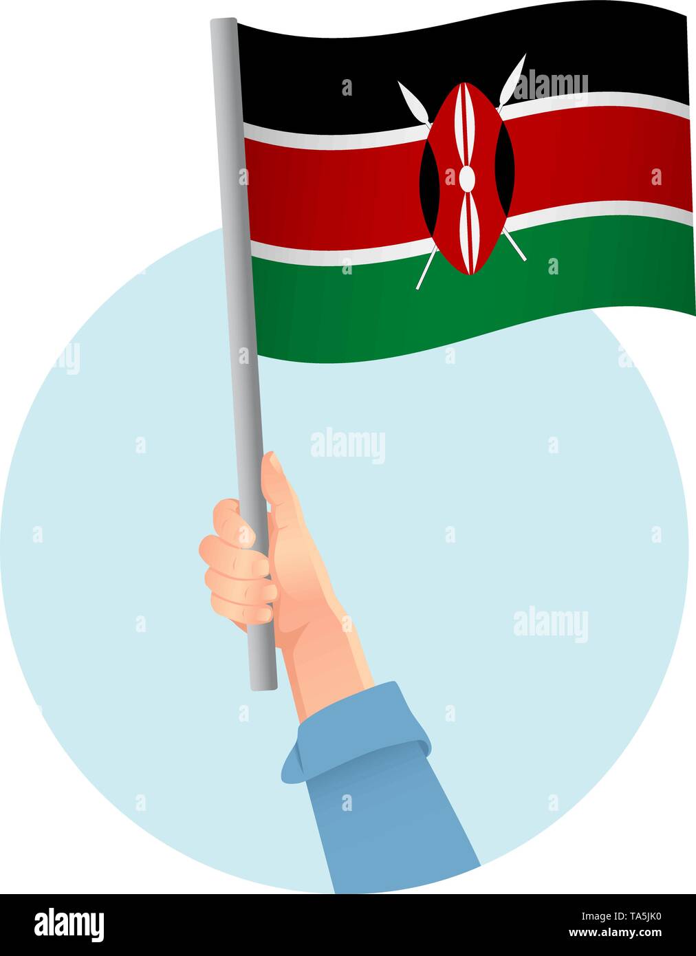 Kenya flag in hand. Patriotic background. National flag of Kenya vector ...
